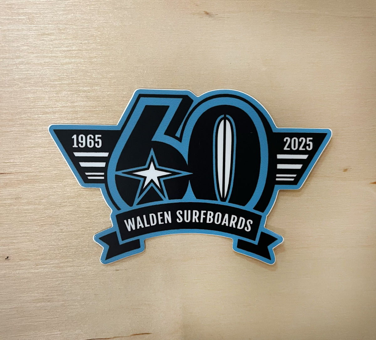 60th anniversary sticker - Blue – Walden Surfboards