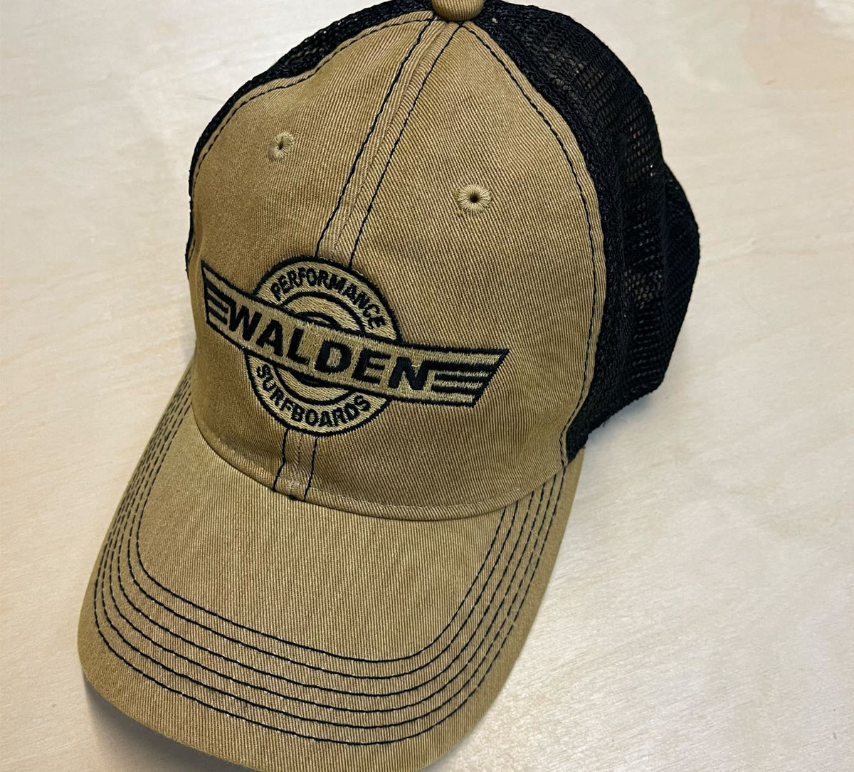Performance logo hat : Tan – Walden Surfboards