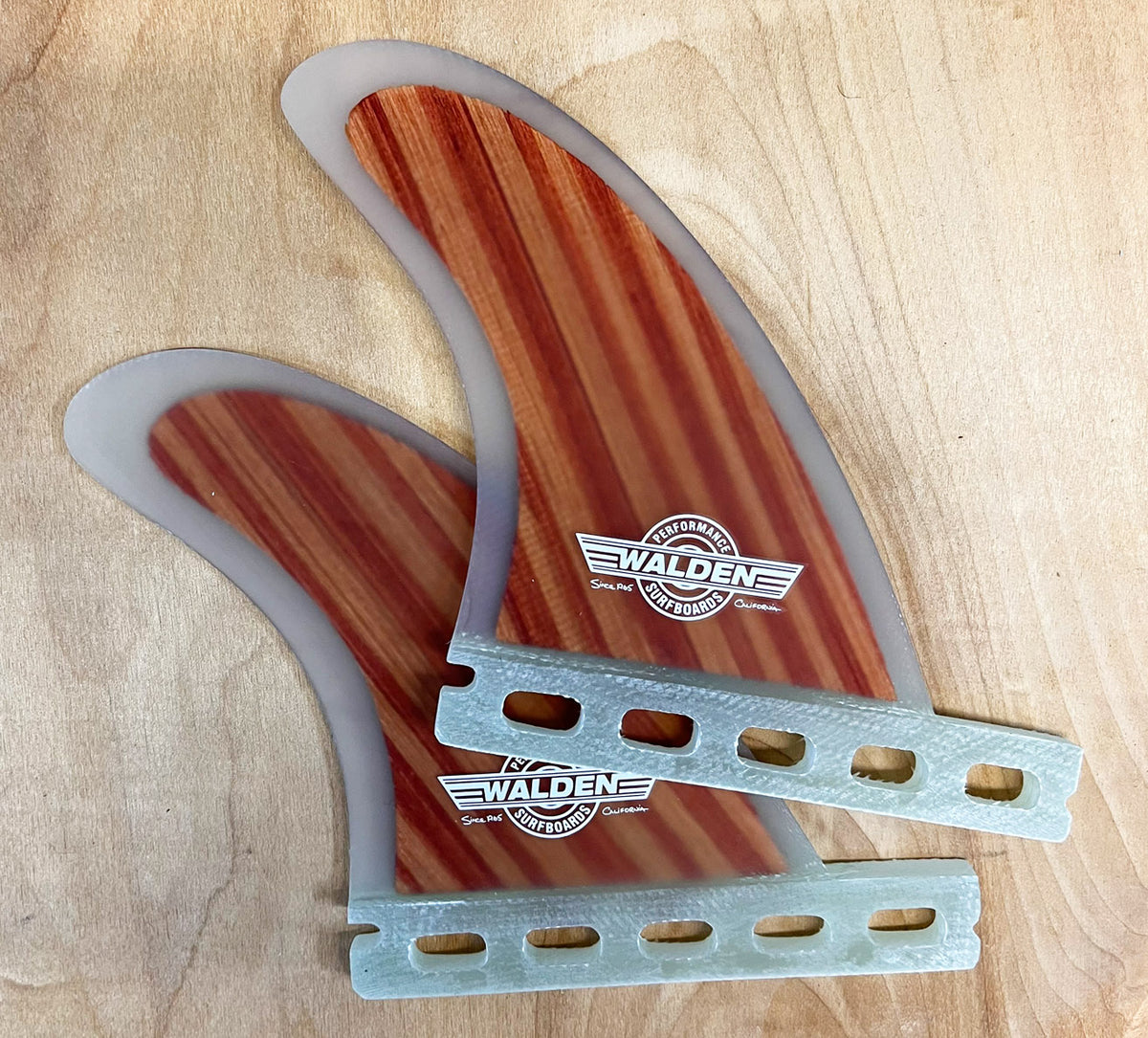Wood side fins – Walden Surfboards